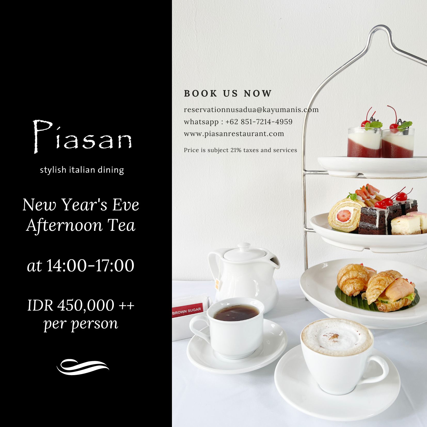New Year's Eve Afternoon Tea - Piasan Restaurant